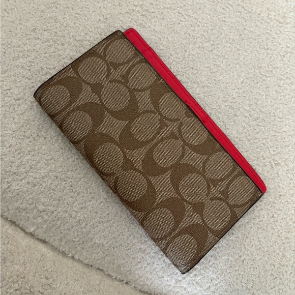 Coach | Bags | Coach Brown And Red Signature Wallet Checks | Poshmark